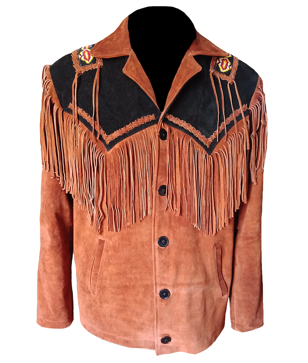 Lucas Men's Two-Tone Cowboy Fringe Suede Jacket