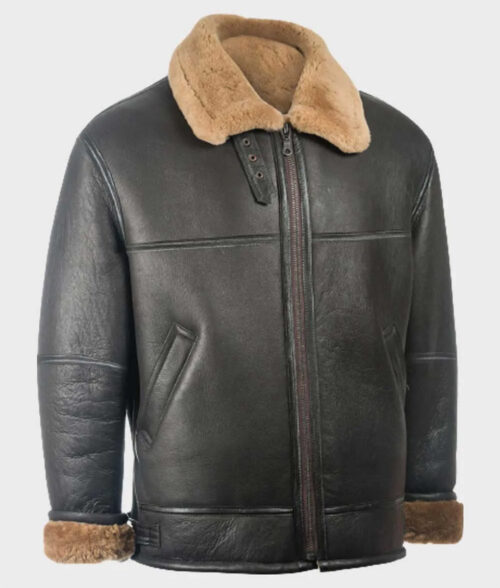Men's Brown Shearling Aviator B3 Bomber Jacket
