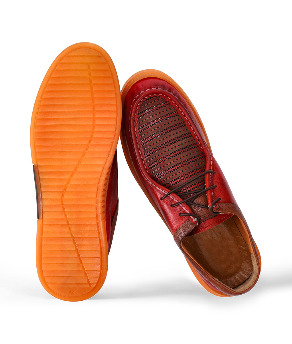 John Men's Dusty Red Leather Sneaker