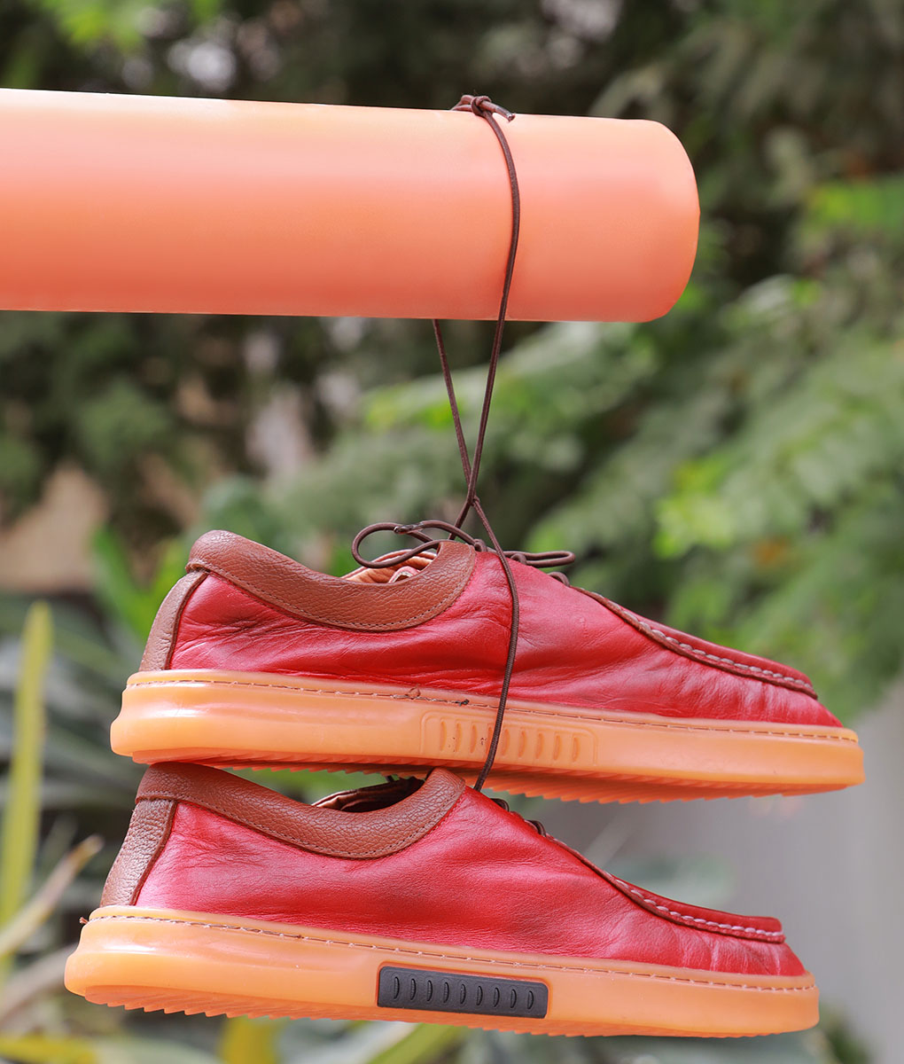 John Men's Dusty Red Leather Sneaker