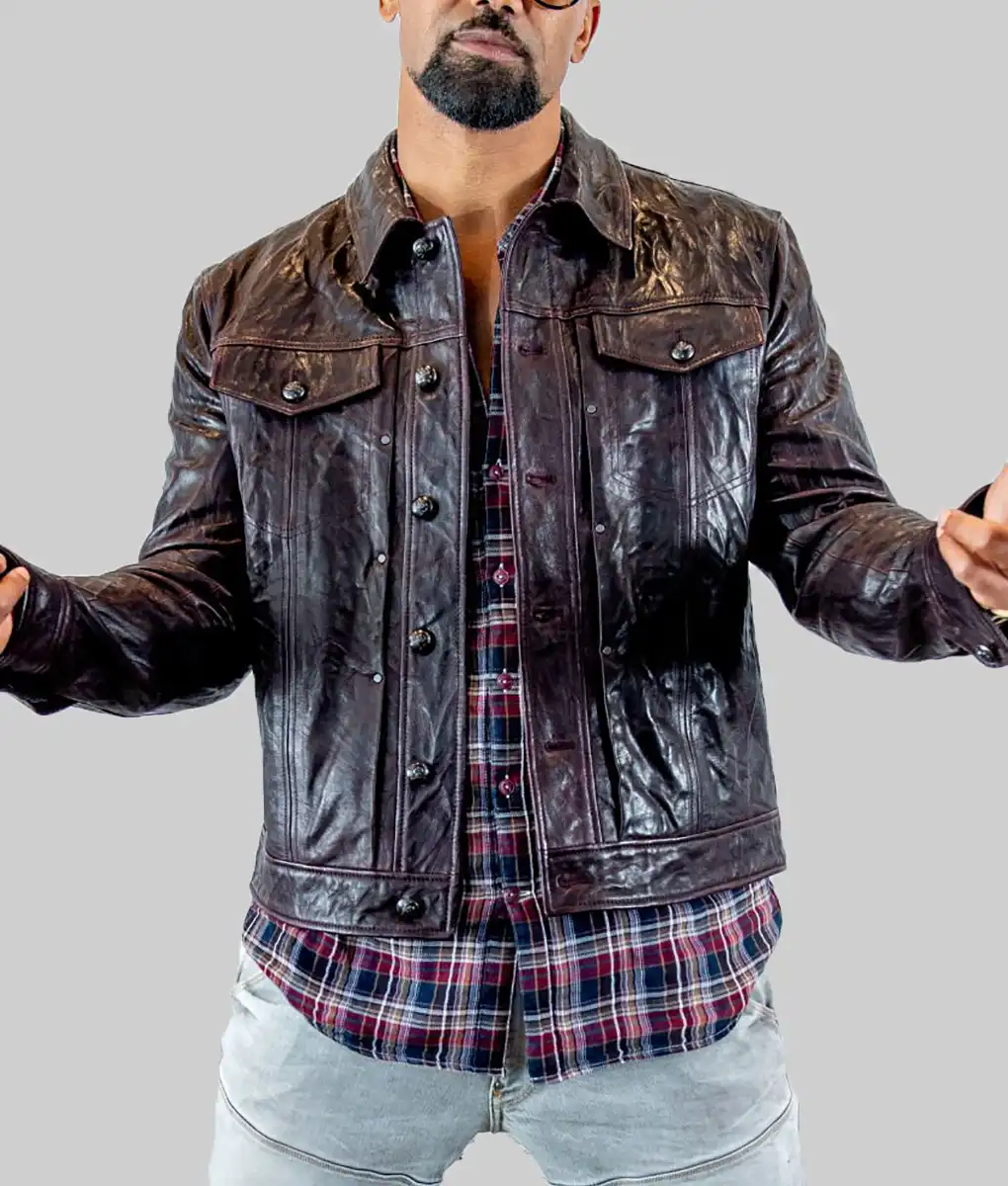 Shemar Moore Brown Leather Jacket