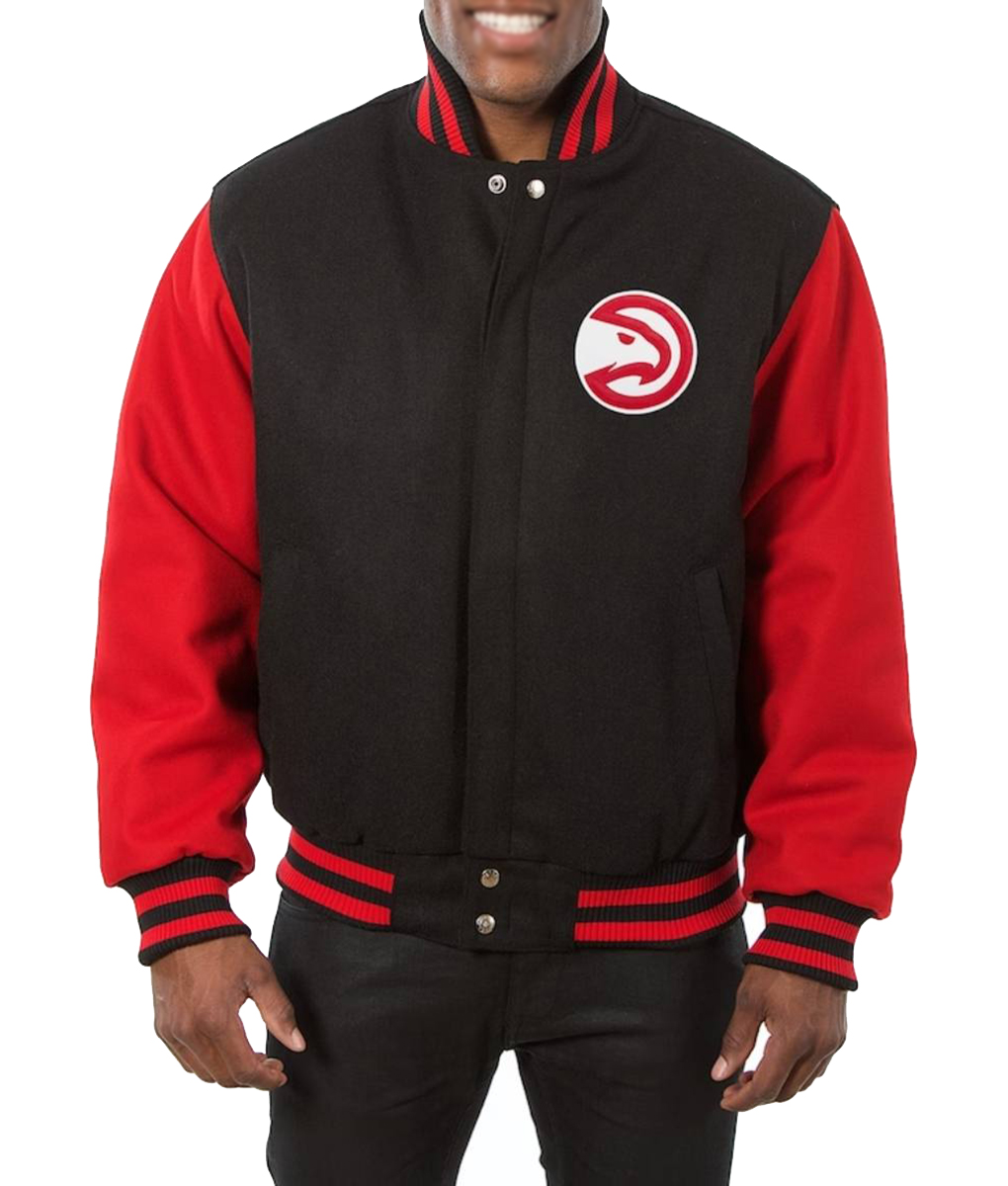 Atlanta Red Black Varsity Jacket | Atlanta Hawks Jacket