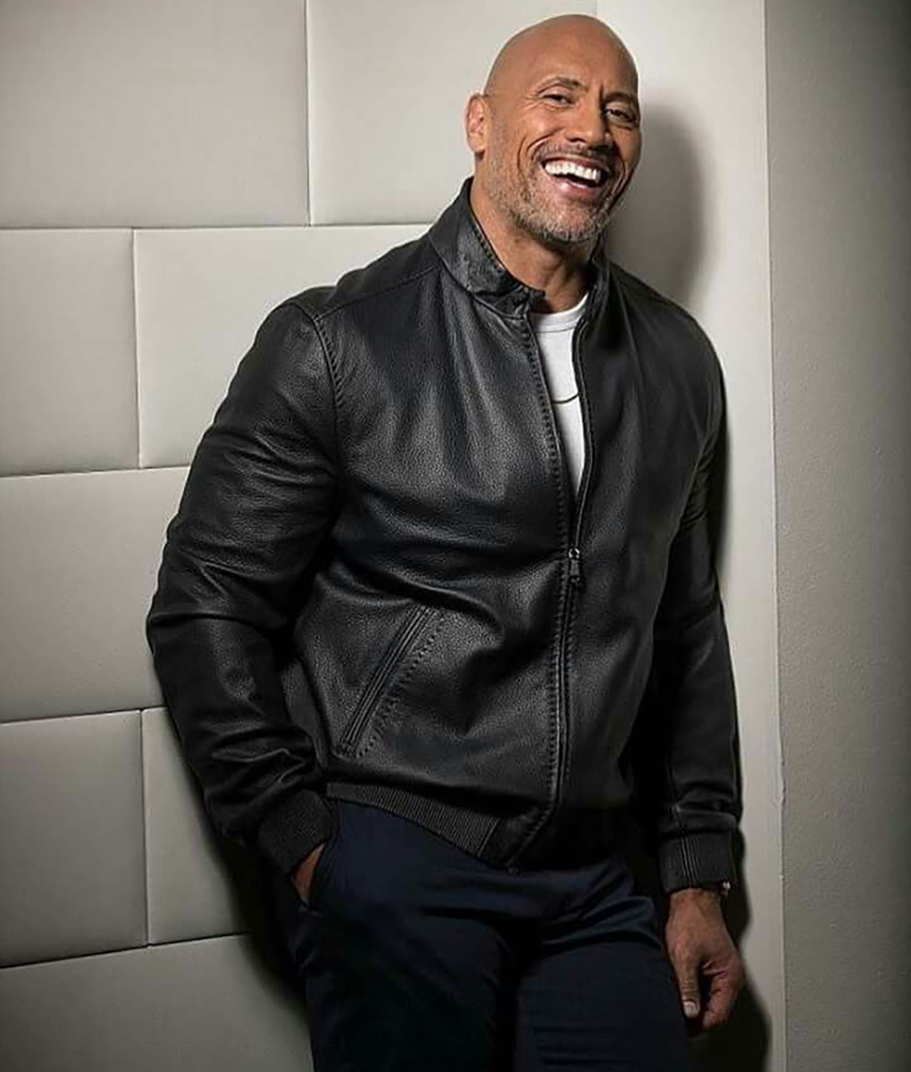 Jungle Cruise Dwayne Johnson Black Leather Jacket