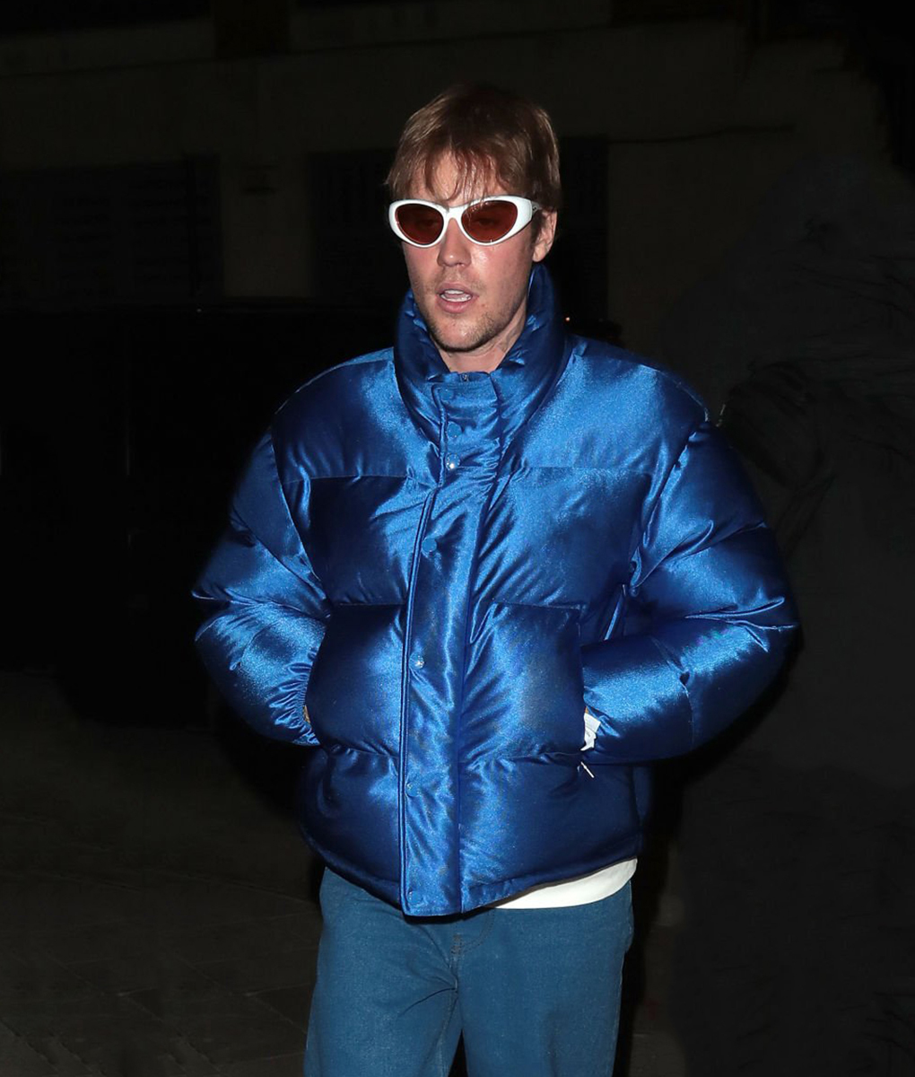 Justin Bieber Blue Puffer Jacket | Justin Bieber jacket