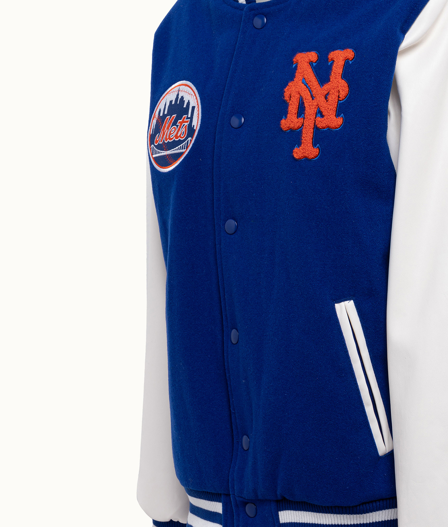 NY Blue White Varsity Jacket | New York Mets Jacket