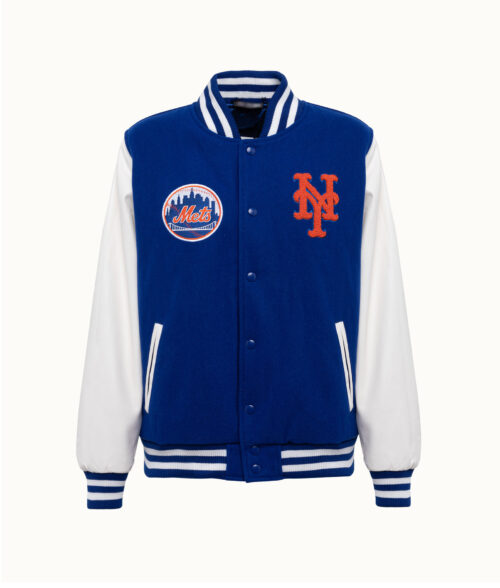 NY Blue White Varsity Jacket | New York Mets Jacket