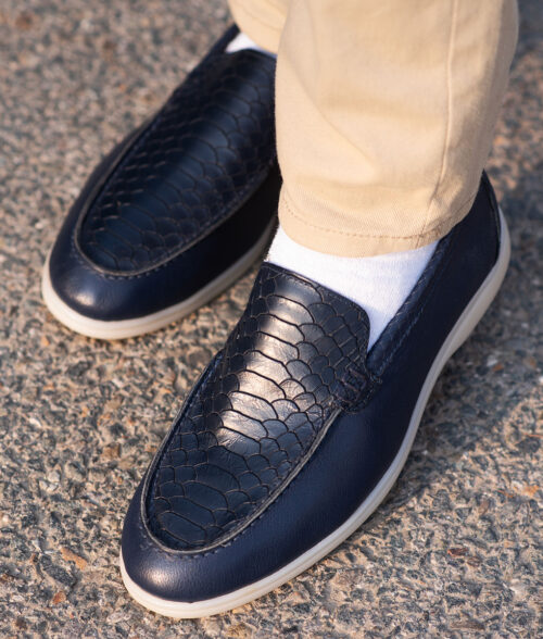 Reginald Men's Blue Leather Loafer