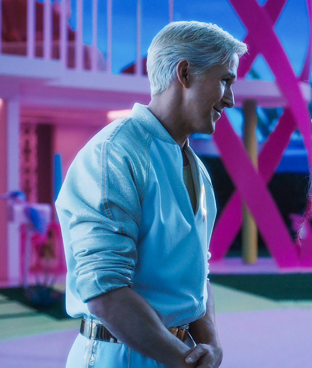 Ryan Gosling Barbie Ken White Bomber Jacket
