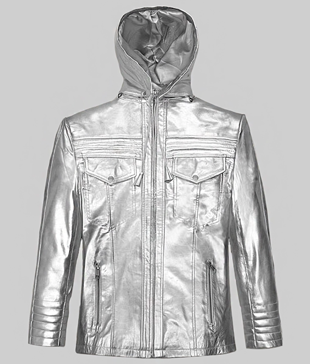 George Kittle Silver Hooded Jacket| The Leather City