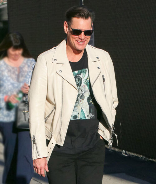Jim Carrey White Biker Jacket | The Leather City