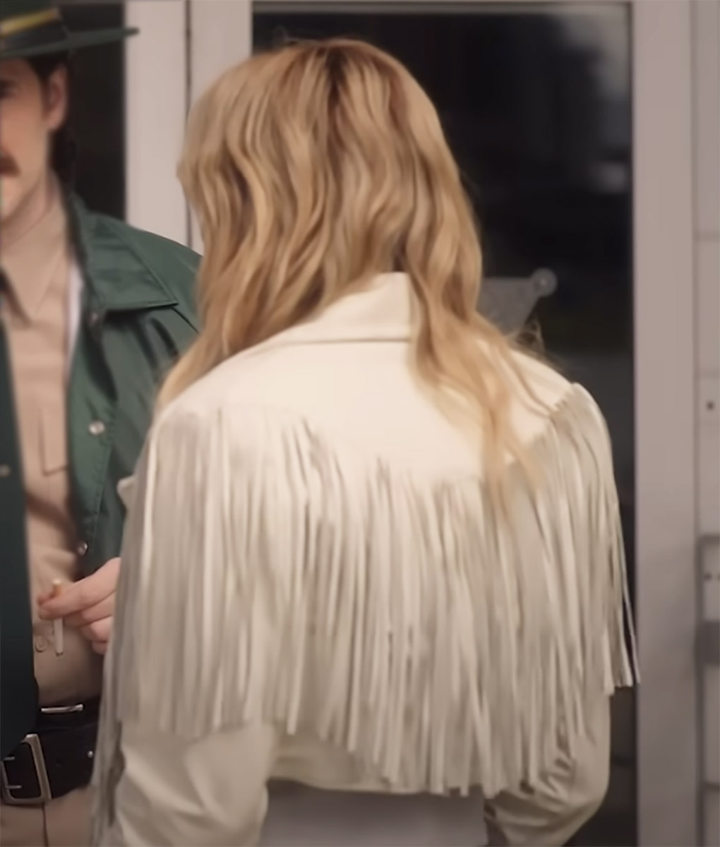 Totally Killer kiernan Shipka Leather Jacket - White Fringe Jacket ...