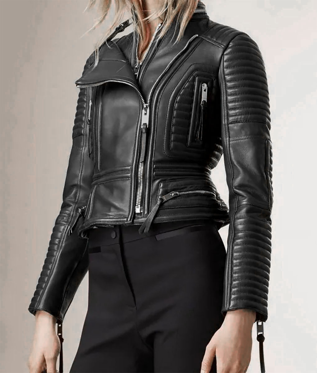 Women's Peplum Waist Leather Biker Jacket | The Leather City