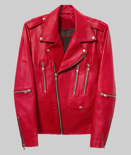 BTS Jungkook Red Biker Jacket | BTS Leather Jackets - TLC