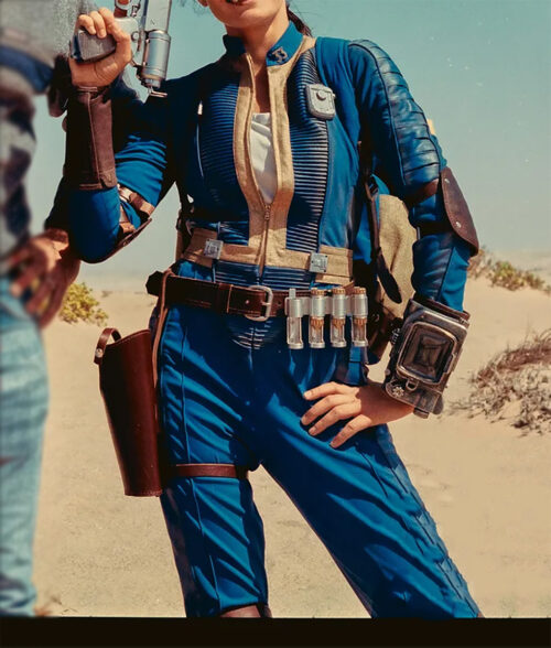 Fallout 2024 Ella Purnell Blue Jacket - Blue Leather Jacket Womens ...