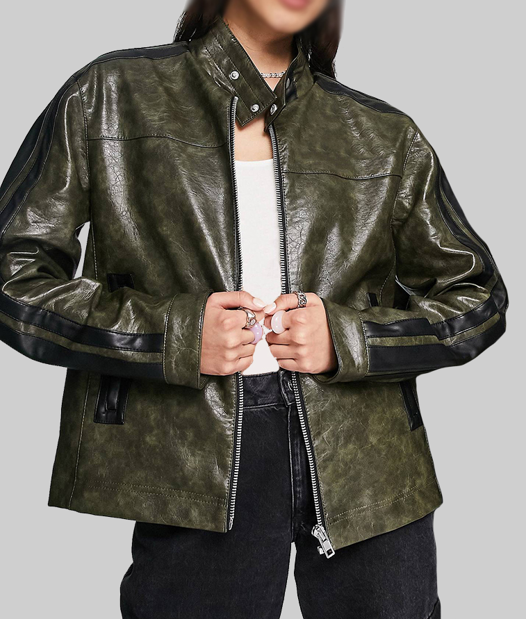 Maya Jama Biker Leather Jacket | Maya Jama Jackets - TLC