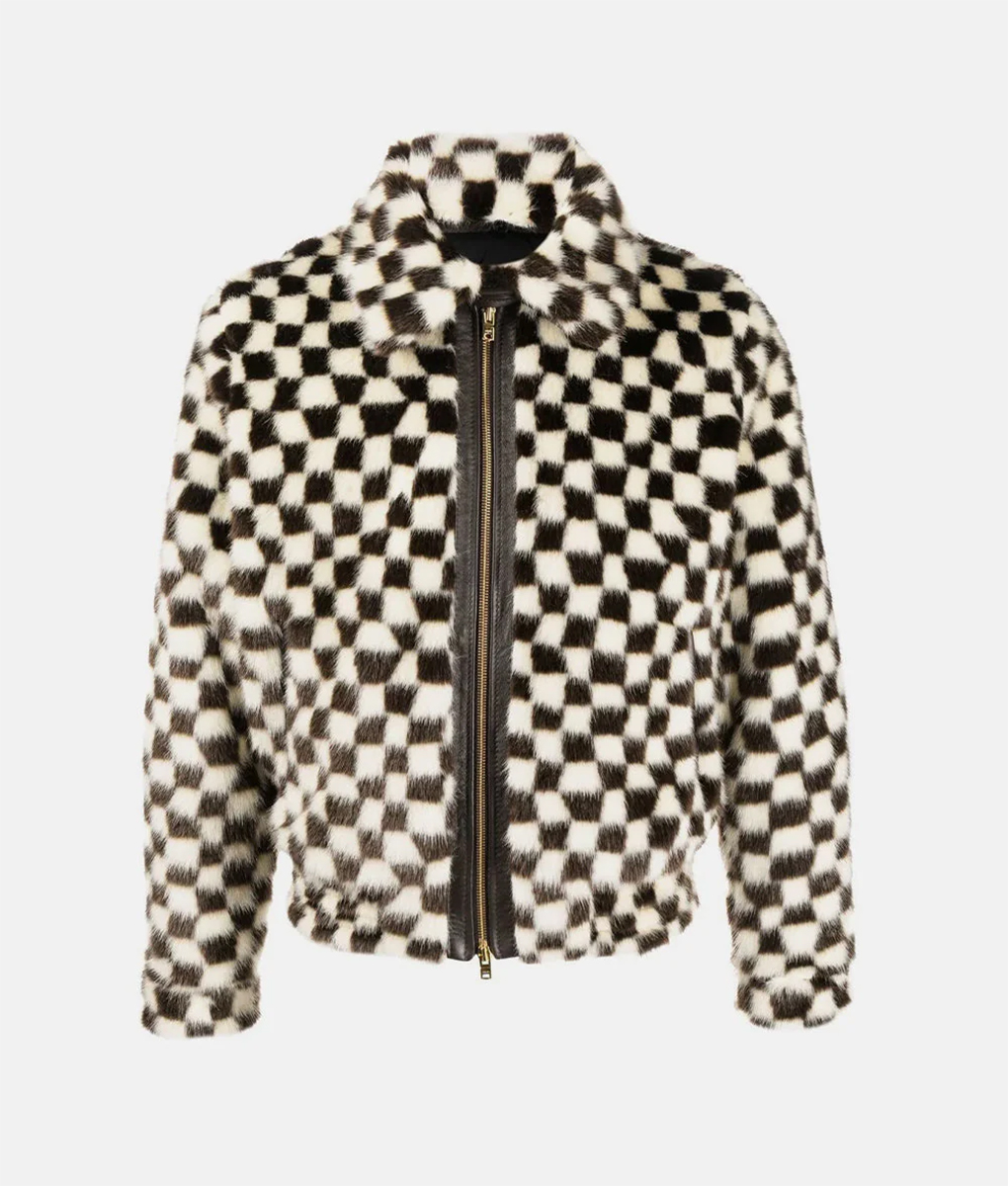 Travis Kelce Fur Checkered Jacket | TLC