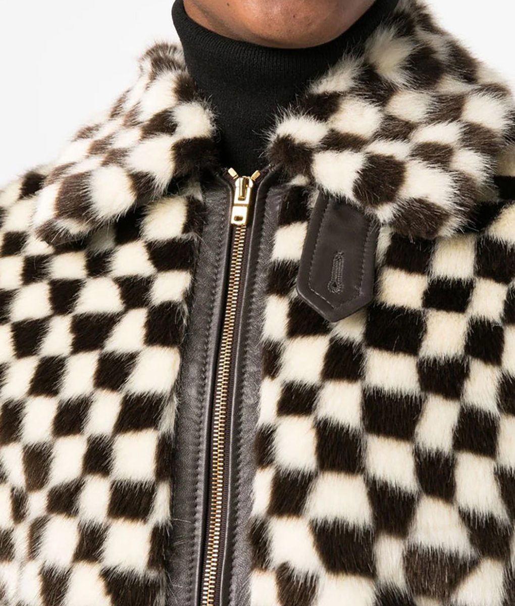 Travis Kelce Fur Checkered Jacket | TLC