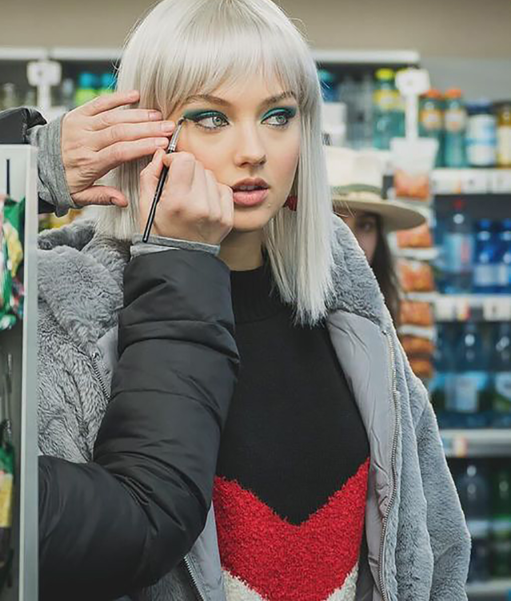 April X Lilly Krug Grey Shearling Jacket | The Leather City