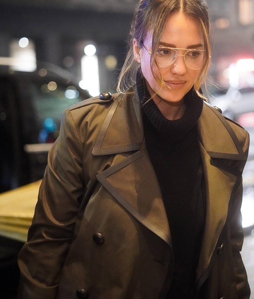 Jessica Alba Brown Trench Coat | The Leather City