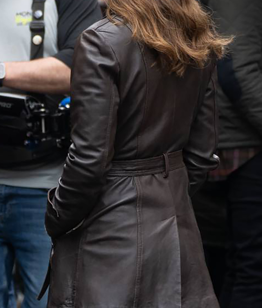 Keira Knightley Brown Leather Belted Coat | TLC