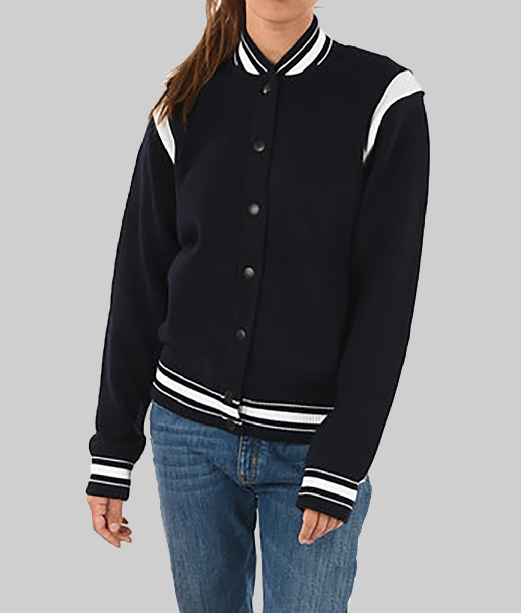 Costanza Caracciolo Black Varsity Jacket | The Leather City