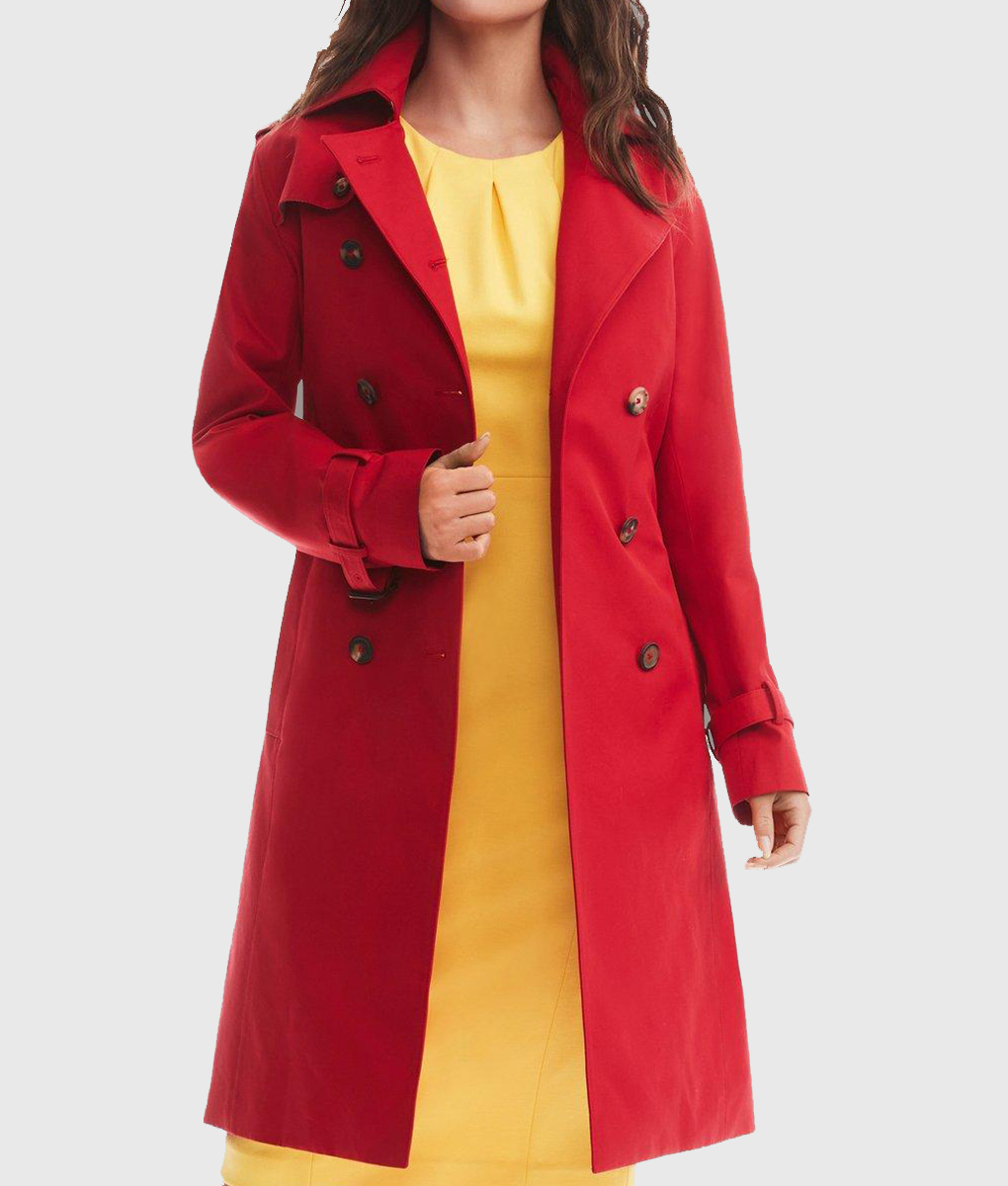 Dark Matter Amanda Coat Alice Braga Red Cotton Trench Coat | TLC
