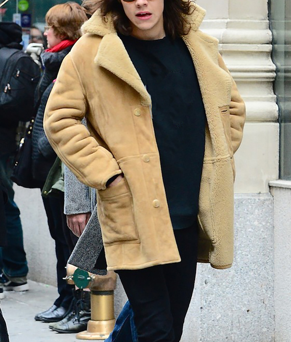 Harry Styles Brown Shearling Coat | The Leather City