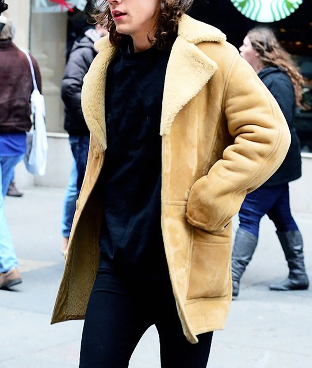 Harry Styles Brown Shearling Coat | The Leather City