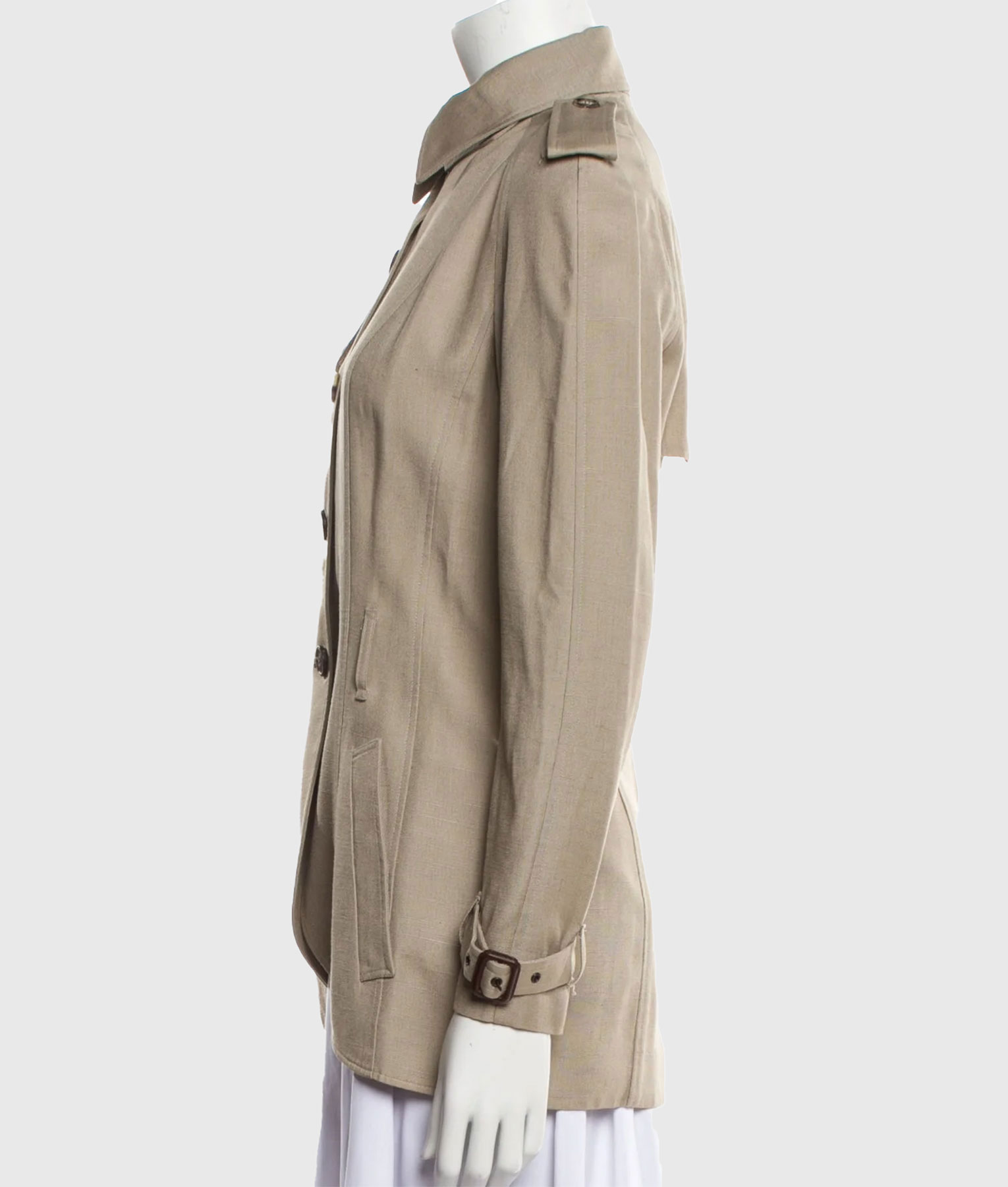 Anaya Taylor Cotton Beige Jacket | The Leather City