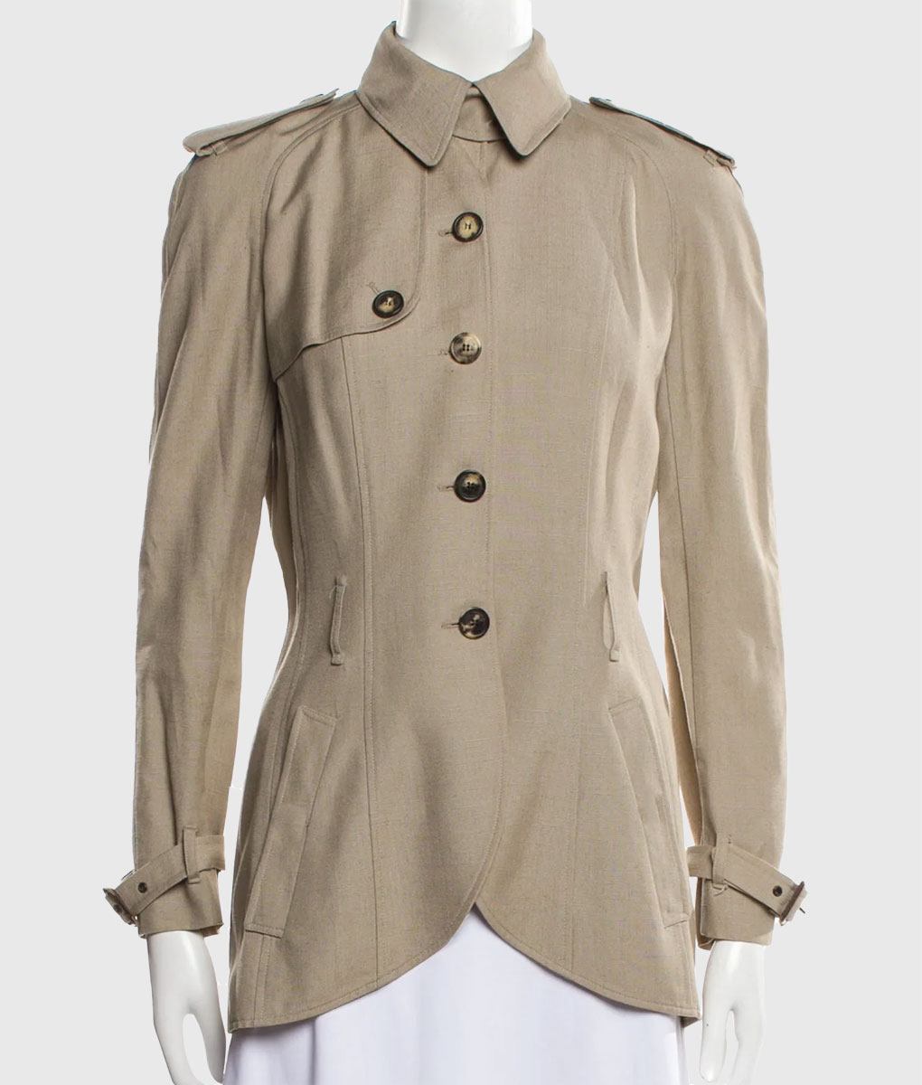 Anaya Taylor Cotton Beige Jacket | The Leather City