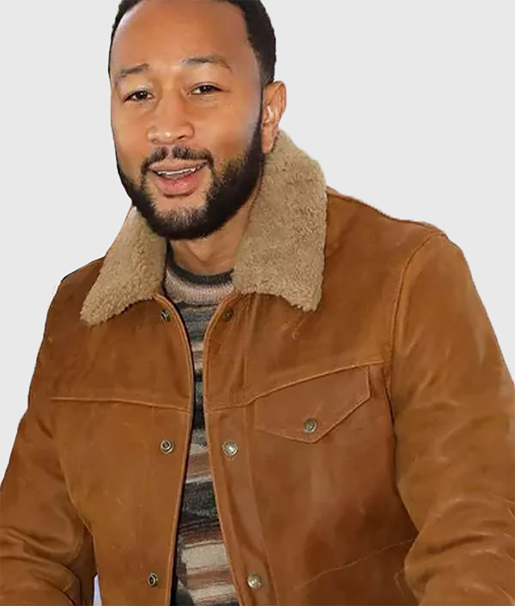 John Legend Shearling Brown Leather Jacket | The Leather City