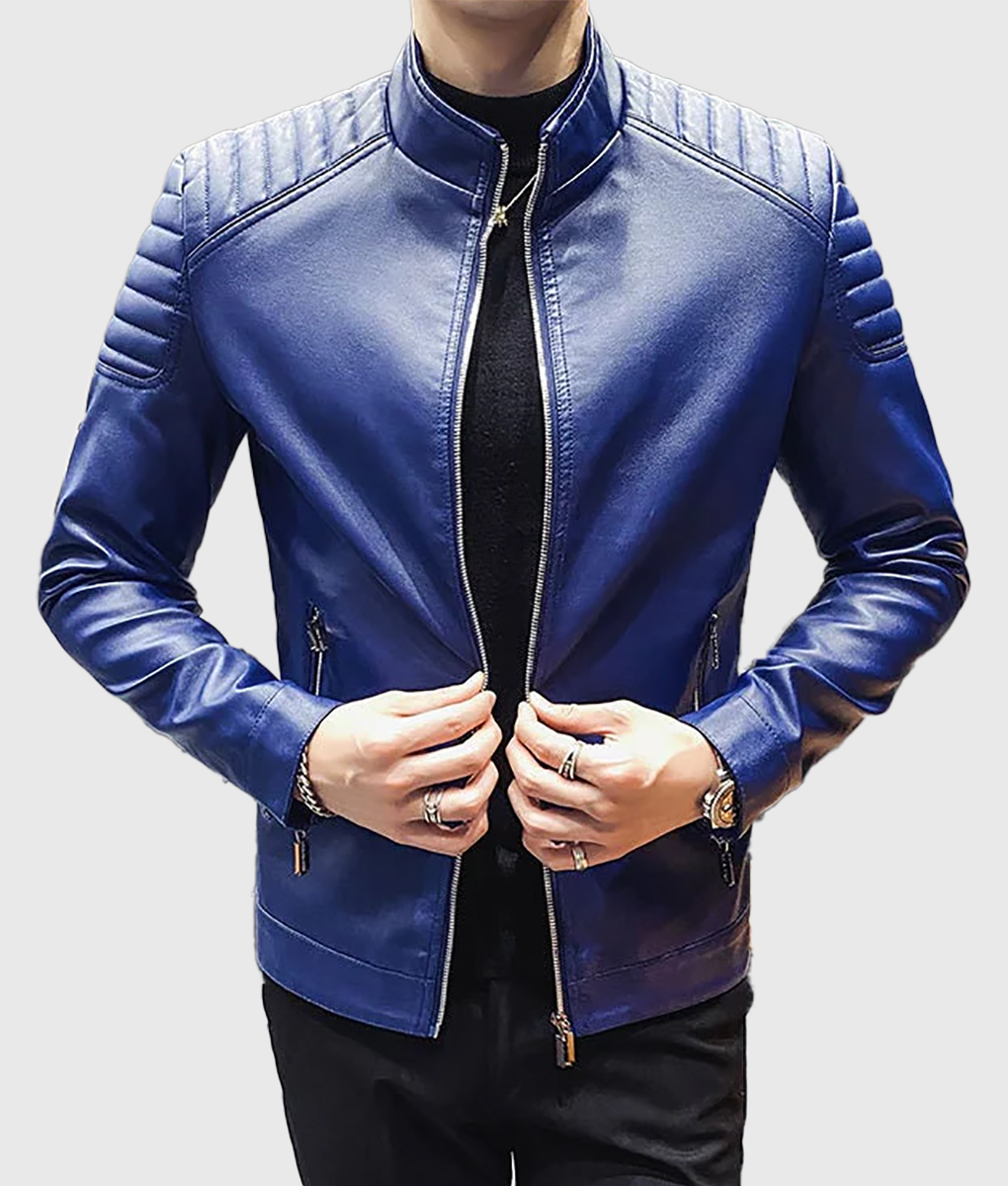 LA Knight Leather Blue Jacket
