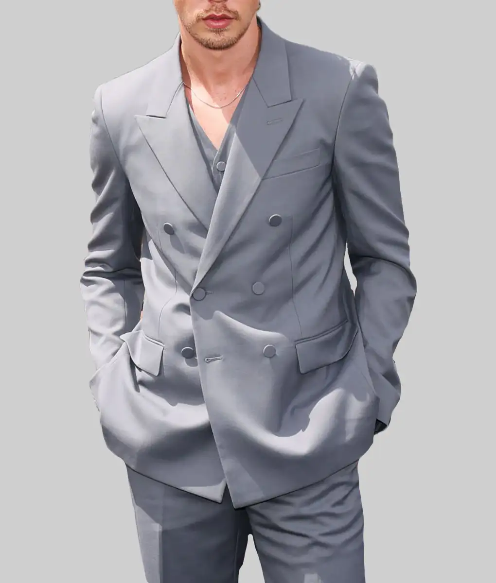 Austin Butler Grey Double Breasted Blazer | The Leather City