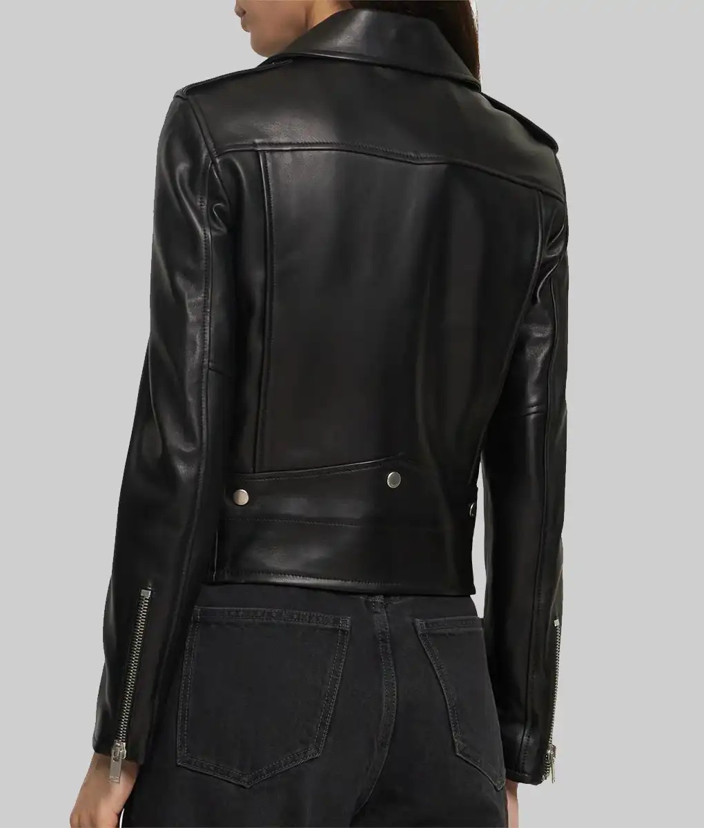 Georgina Rodriguez Black Leather Biker Jacket | The Leather City