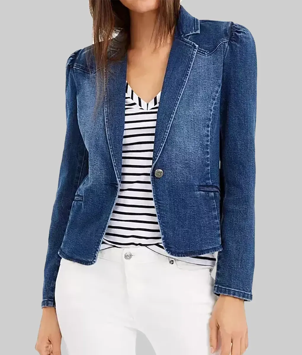 High Potential Kaitlin Olson Blue Denim Blazer | The Leather City