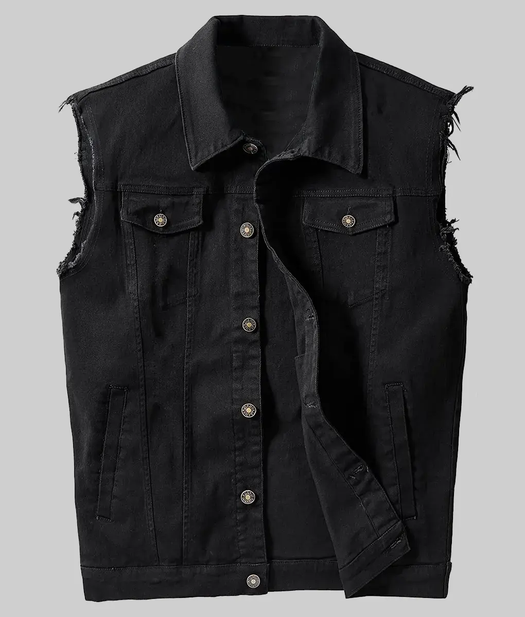 The Electric State Chris Pratt Black Denim Vest | The Leather City
