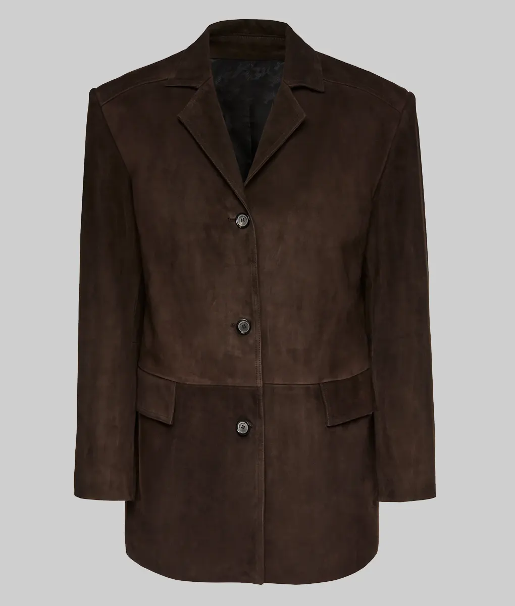 Gal Gadot Brown Suede Blazer | The Leather City