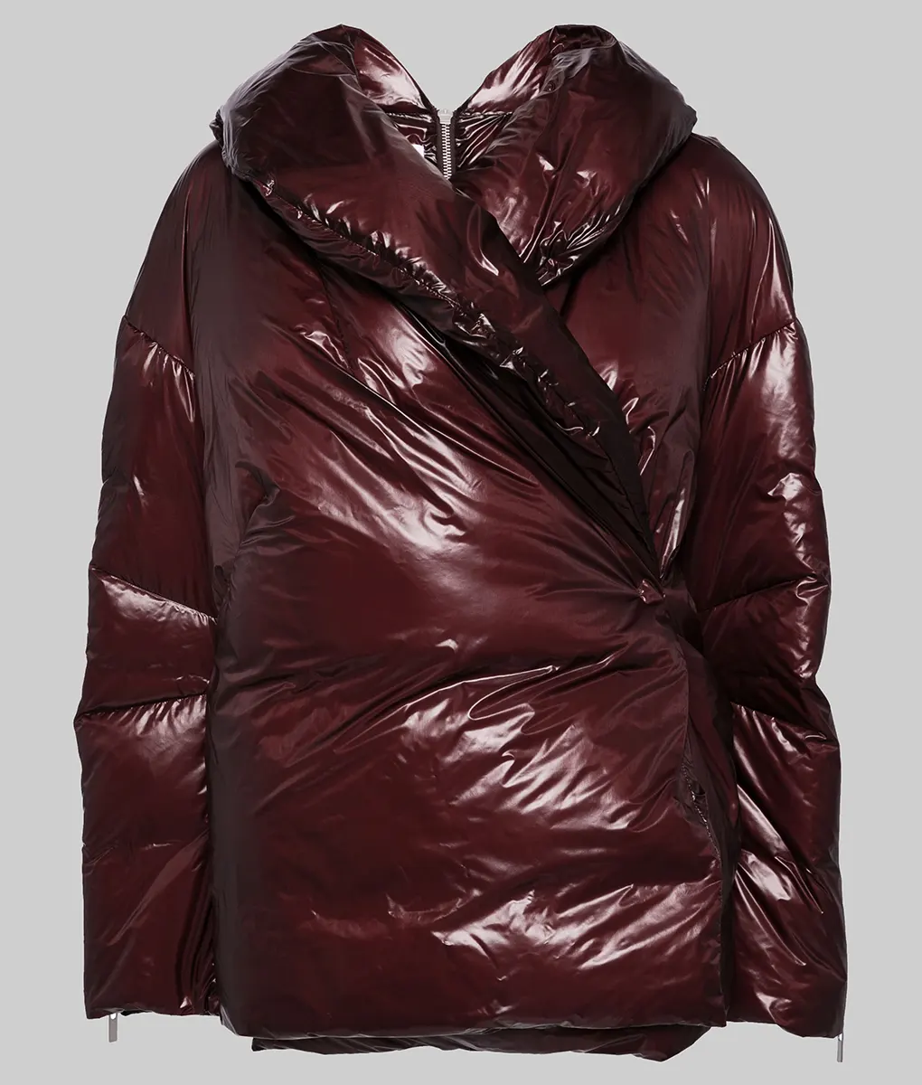 Irina Shayak Burgundy Puffer Jacket | The Leather City