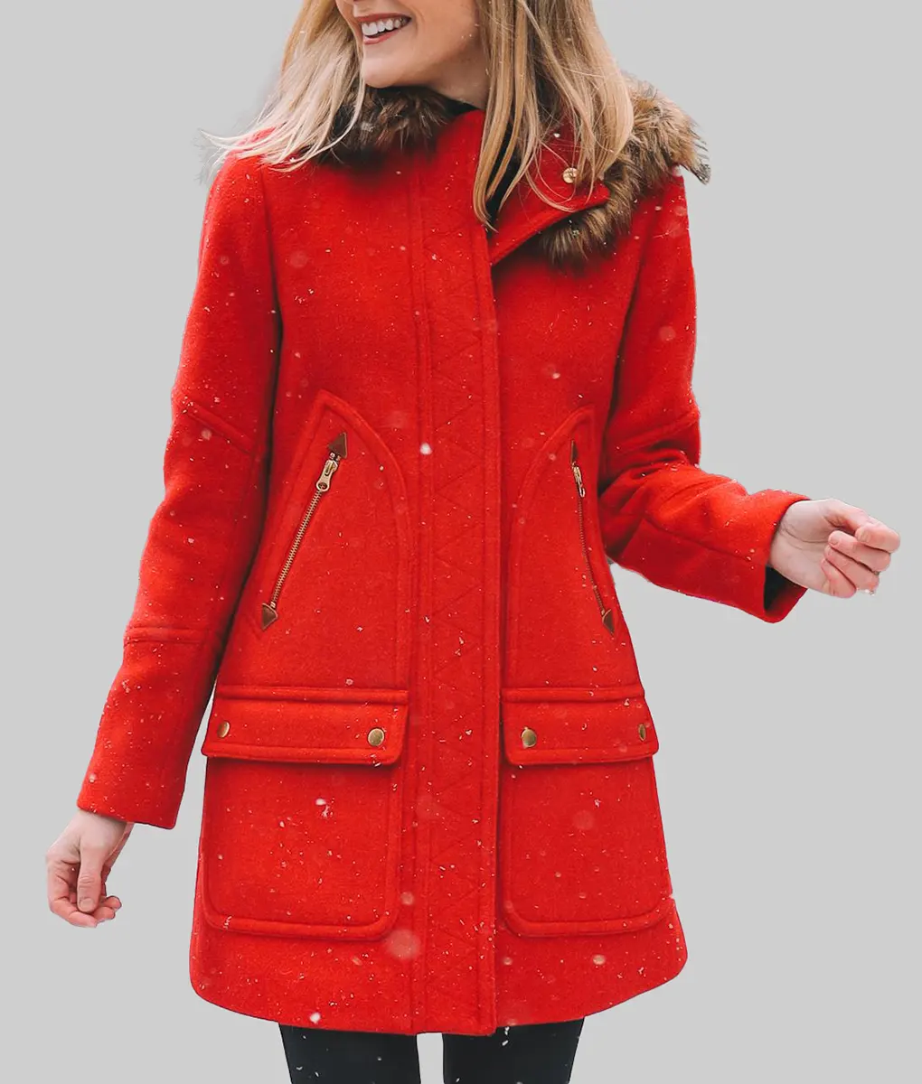 Anna Kendrick Red Parka Coat | The Leather City