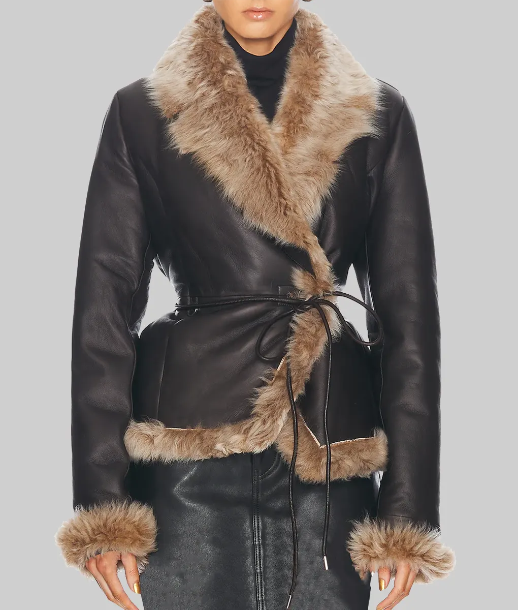 Sydney Sweeney Dark Brown Fur Jacket | The Leather City