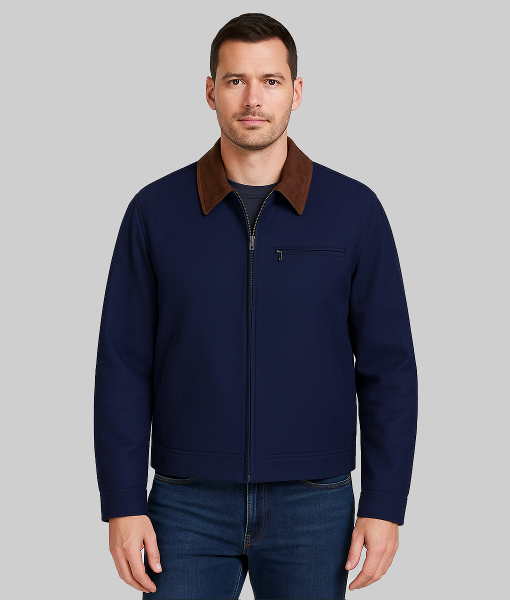 Reacher S03 Alan Ritchson Blue Cotton Jacket | The Leather City