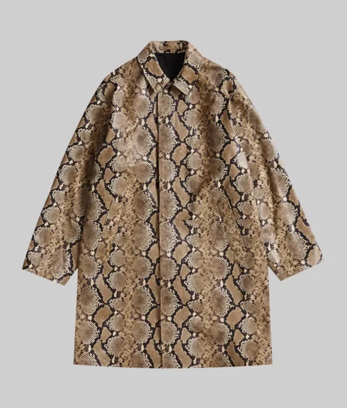 Rihanna Snake Skin Print Leather Coat | The Leather City