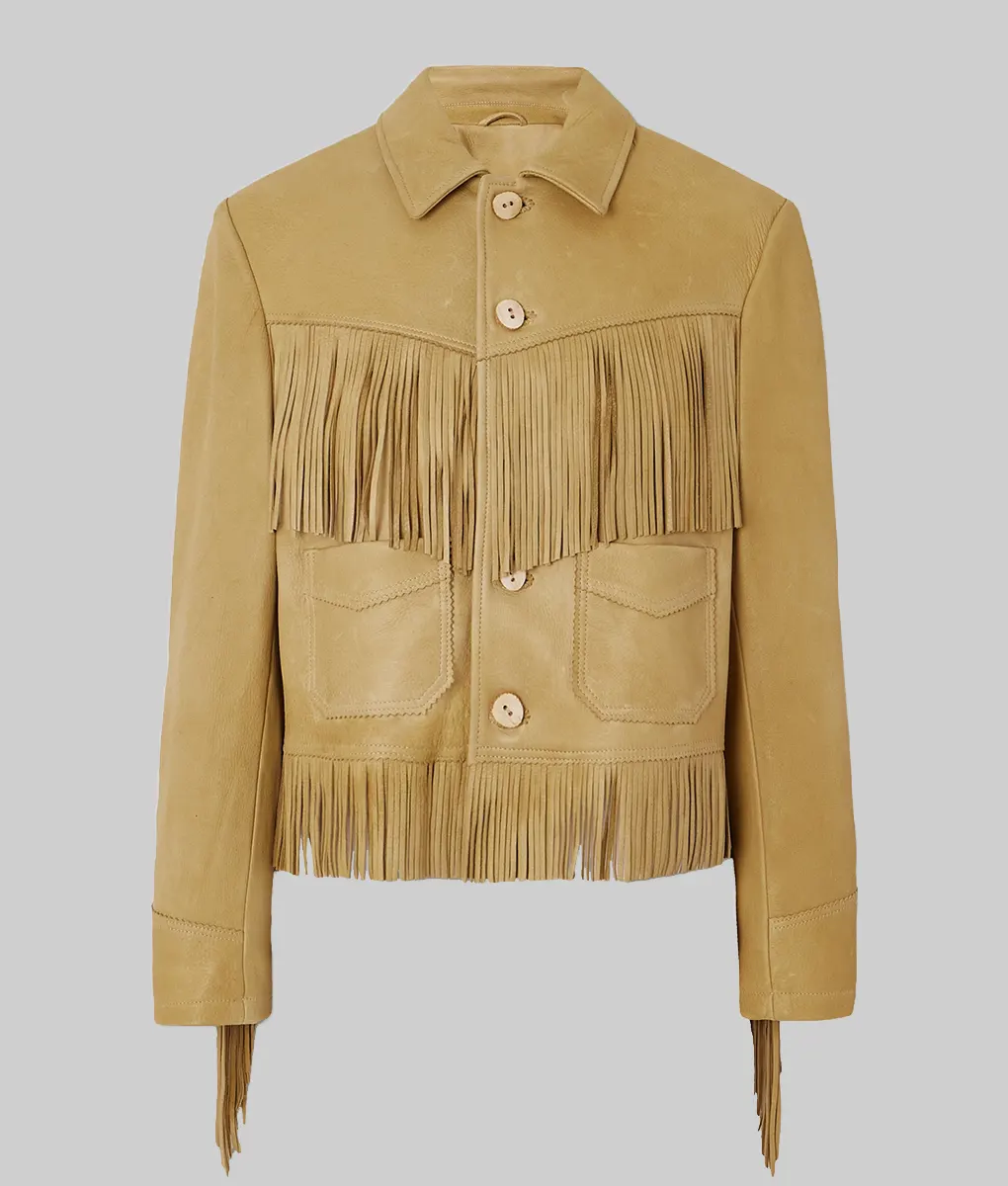 Charlotte Lawrence Beige Fringe Jacket | TLC