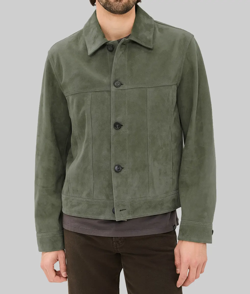 Kit Harington Green Suede Jacket | The Leather City