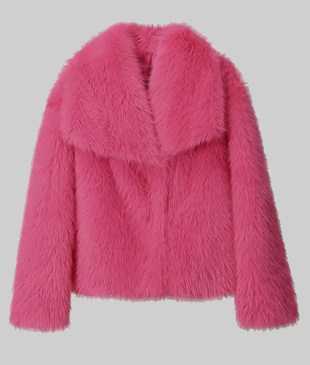 Ted Lasso Juno Temple (Keeley Jones) Pink Fur Jacket | TLC