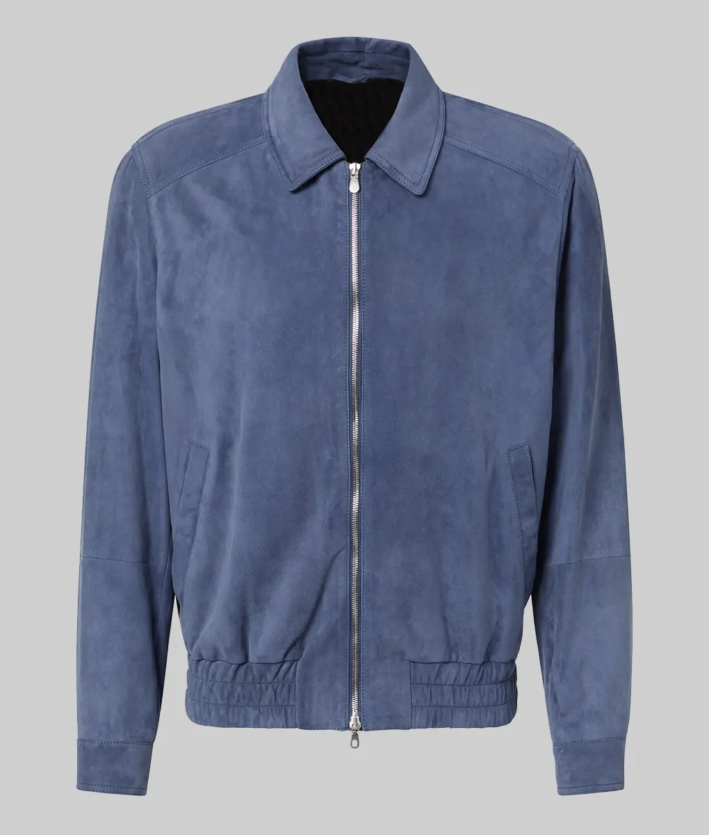 Ben Affleck Blue Suede Bomber Jacket | TLC