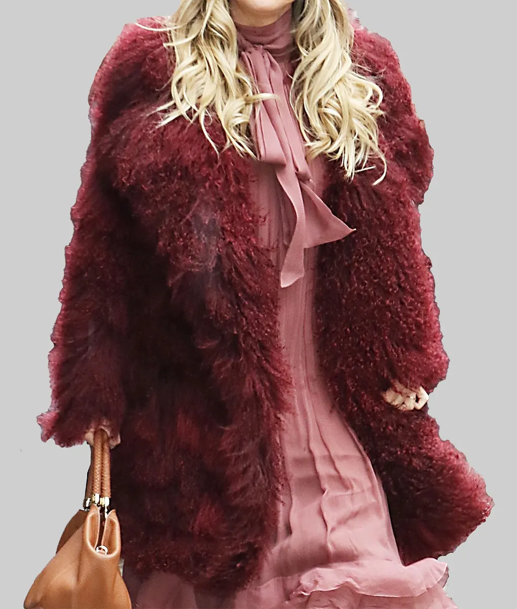 Heidi Klum Maroon Fur Coat | TLC
