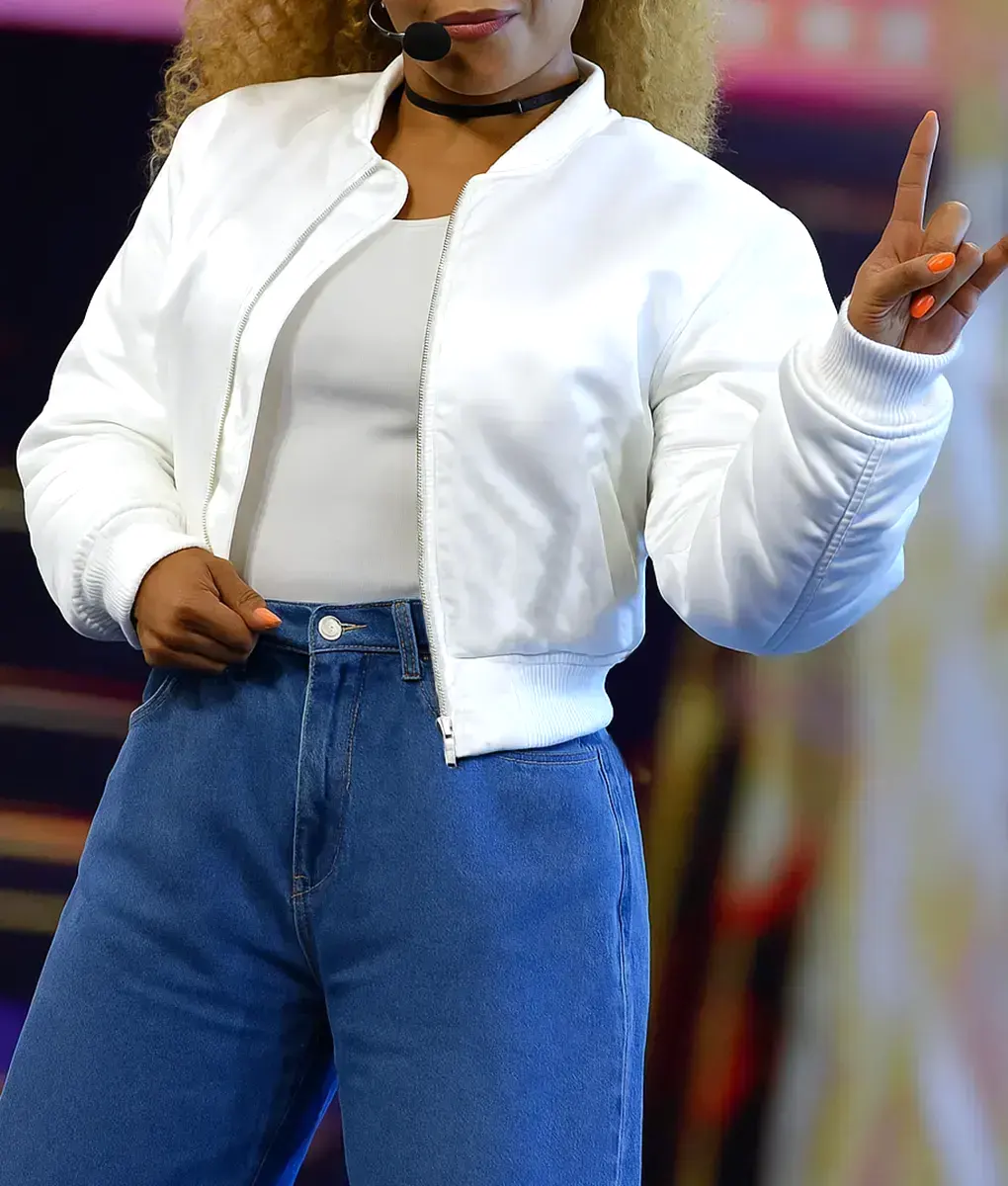 US singer Janet Jackson performs White Bomber Jacket | TLC