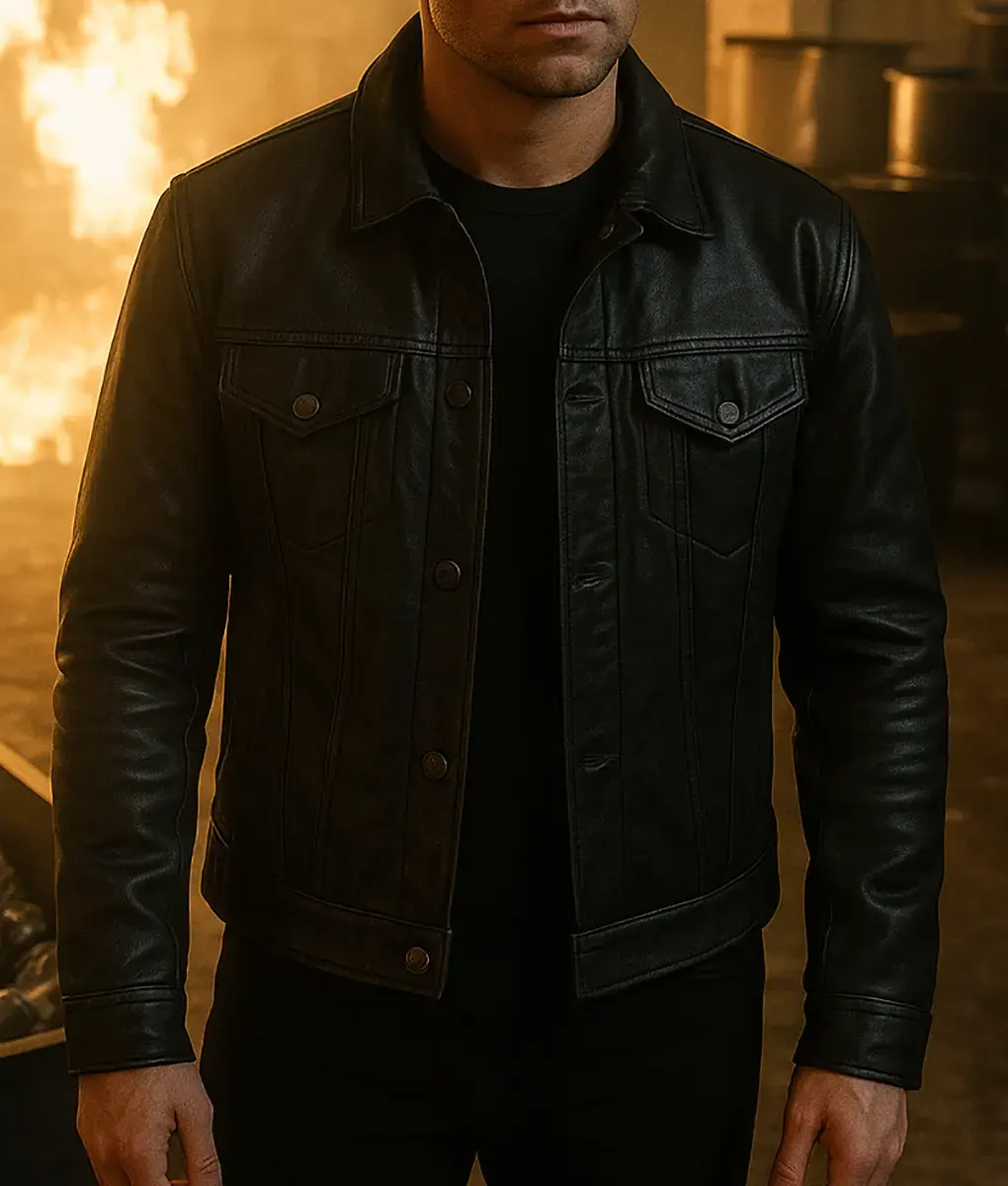 The Bondsman Kevin Bacon (Hub Halloran) Black Trucker Jacket