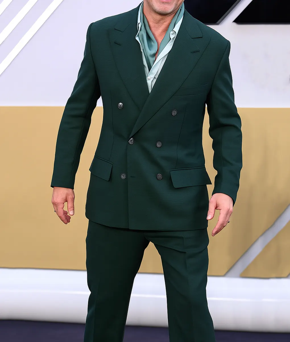 F1 Premiere Brad Pitt Double Breasted Green Suit | TLC